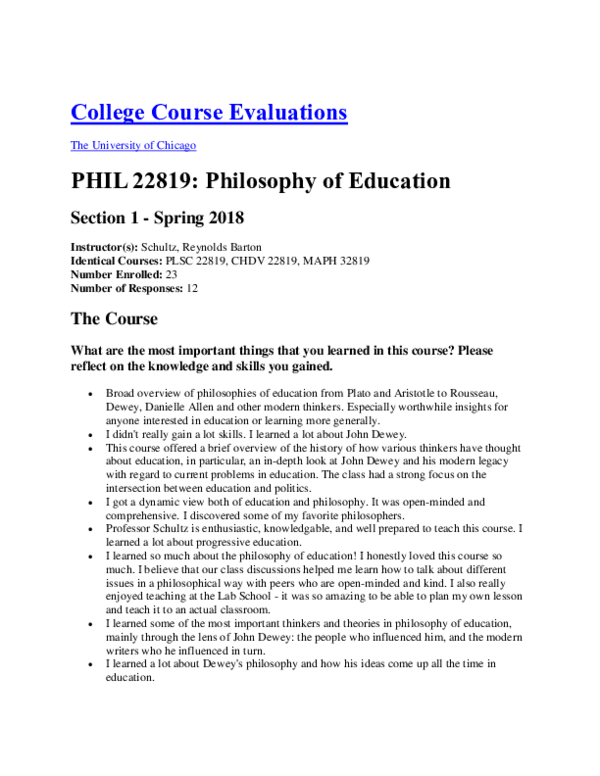 (DOC) College Course Evaluations The Course