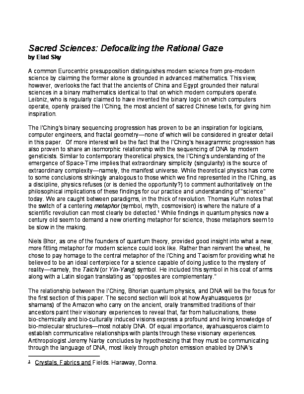 (PDF) Sacred Sciences: Defocalizing the Rational Gaze