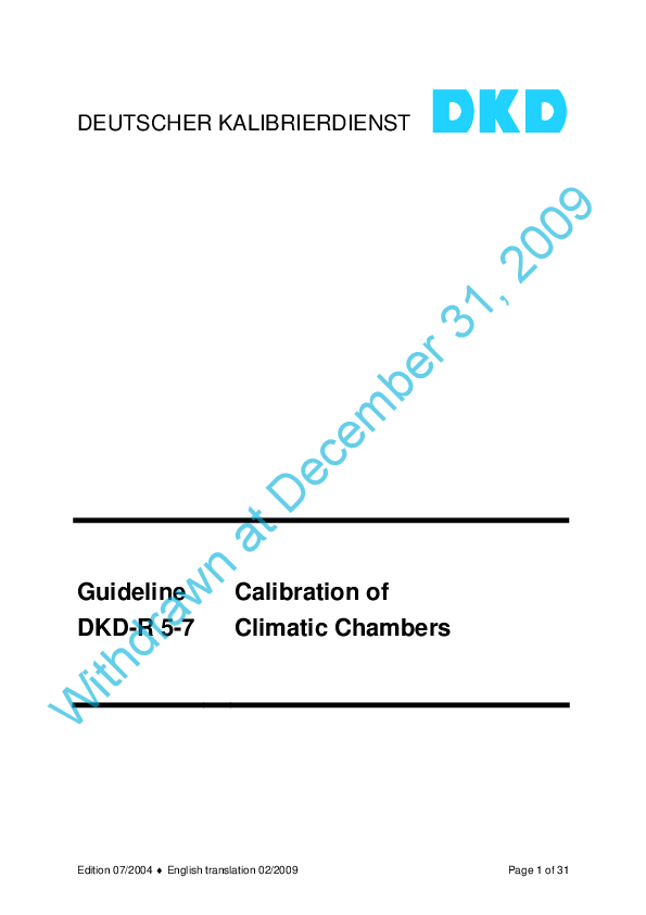 (PDF) Guideline DKD-R 5-7 Calibration of Climatic Chambers