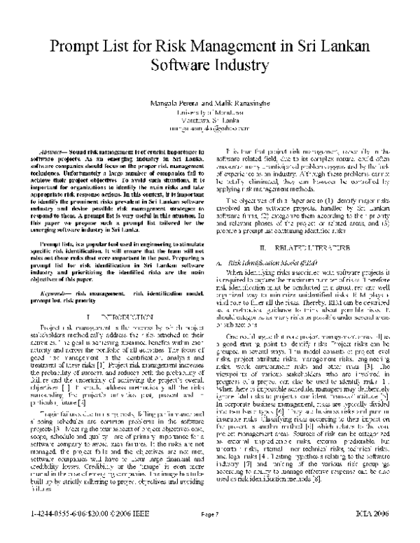 (PDF) Prompt List for Risk Management in Sri Lankan Software Industry