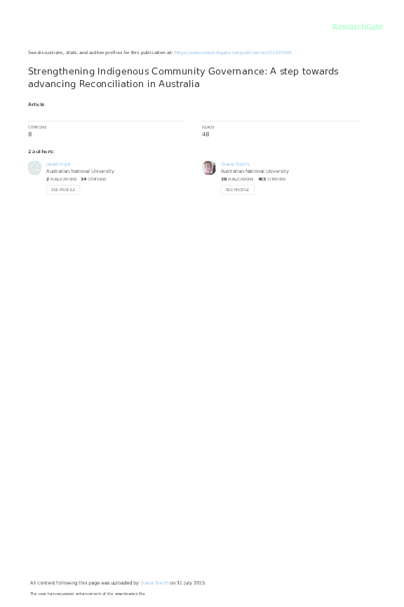 (PDF) Strengthening Indigenous Community Governance: A step towards ...