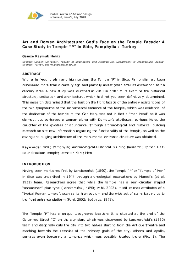 (PDF) Art and Roman Architecture: God's Face on the Temple Facade: A ...