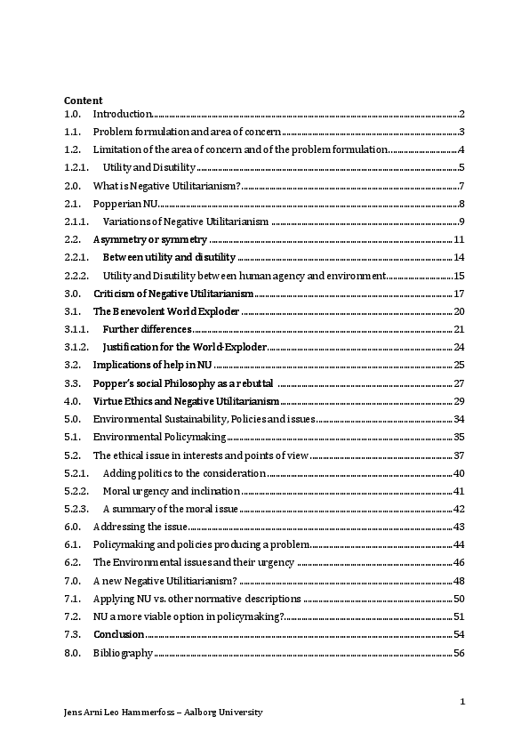 (PDF) Negative Utilitarianism: A Moral Appeal in Policymaking for ...