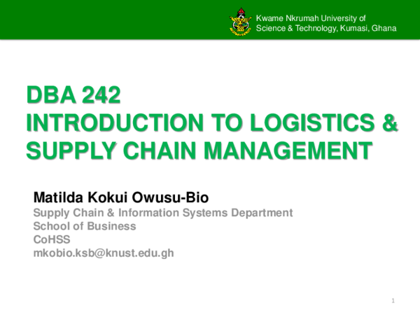 (PPT) UNIT 2 INTRODUCTION TO LOGISTICS