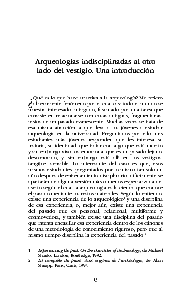 (PDF) Arqueologías indisciplinadas al otro lado del vestigio