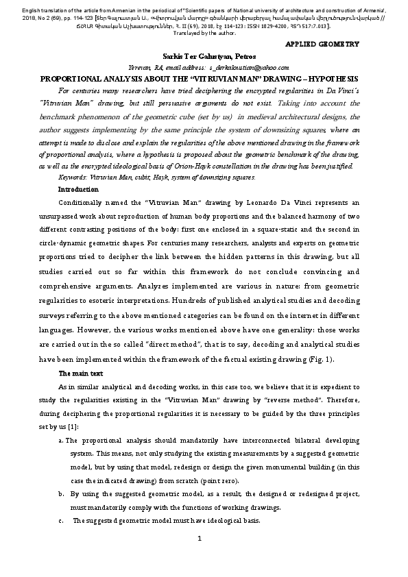 (PDF) PROPORTIONAL ANALYSIS ABOUT THE “VITRUVIAN MAN” DRAWING ...