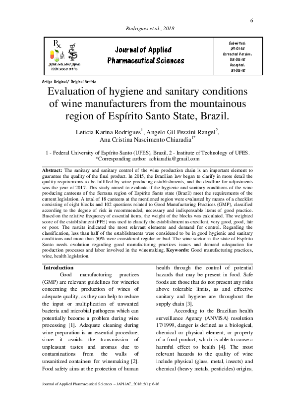 (PDF) Evaluation of hygiene and sanitary conditions of wine ...