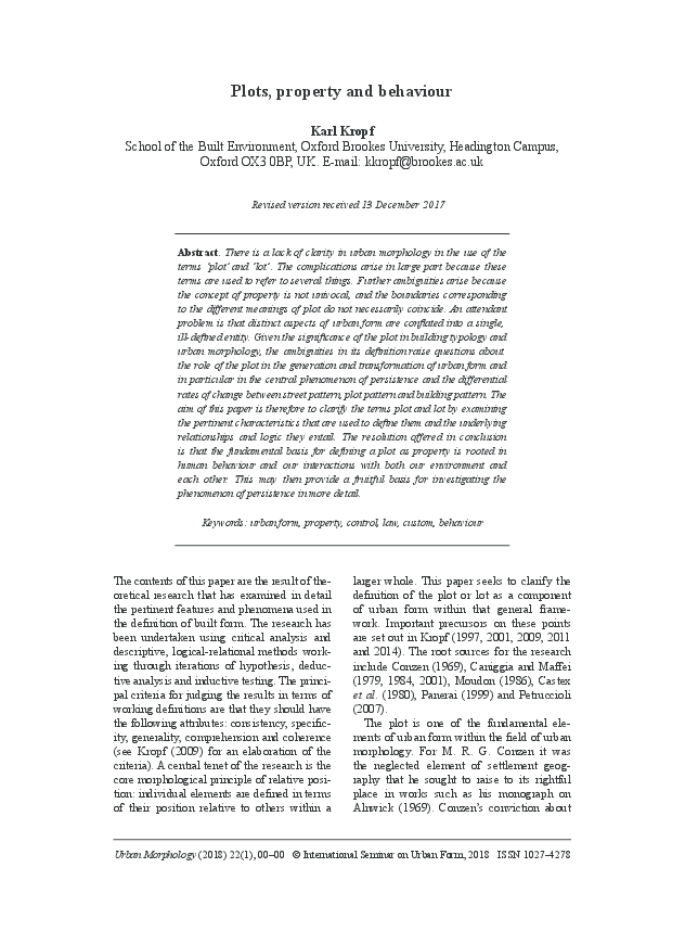 (PDF) Plots, property and behaviour