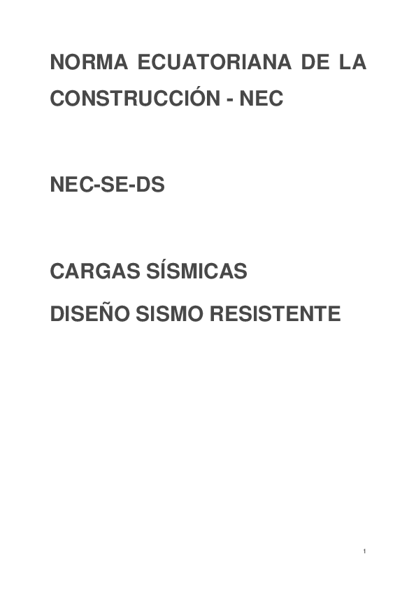(PDF) NORMA ECUATORIANA DE LA CONSTRUCCIÓN -NEC NEC-SE-DS CARGAS ...