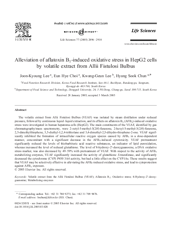 (PDF) Long term effect of aflatoxin B1 on lipid peroxidation in rat ...