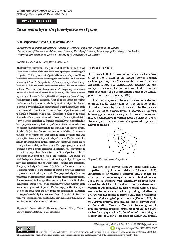 Pdf On The Convex Layers Of A Planer Dynamic Set Of Points