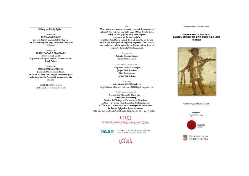 (PDF) International Conference: Manes adite paterni! Family Spirits in ...
