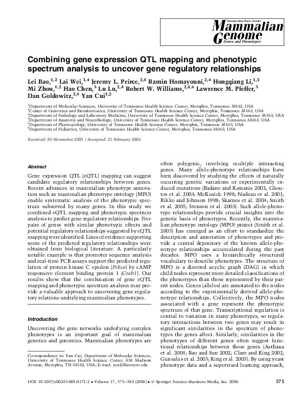 (PDF) Combining gene expression QTL mapping and phenotypic spectrum analysis to uncover gene ...