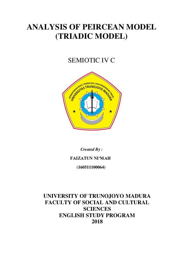 (DOC) ANALYSIS OF PEIRCEAN MODEL (TRIADIC MODEL) SEMIOTIC IV C