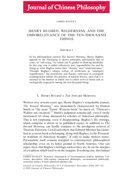 (PDF) Henry Bugbee, Wilderness, and the Omnirelevance of the Ten ...