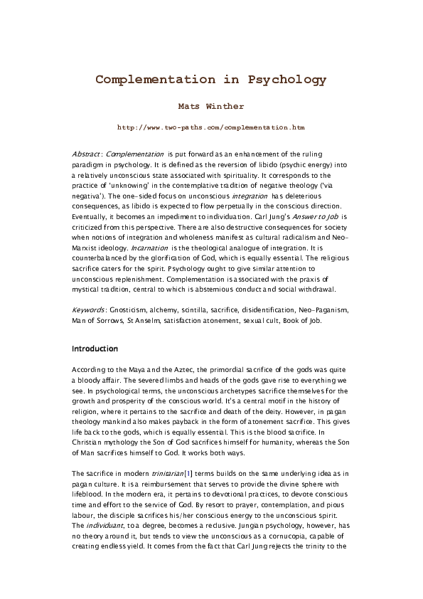 (PDF) Complementation in Psychology