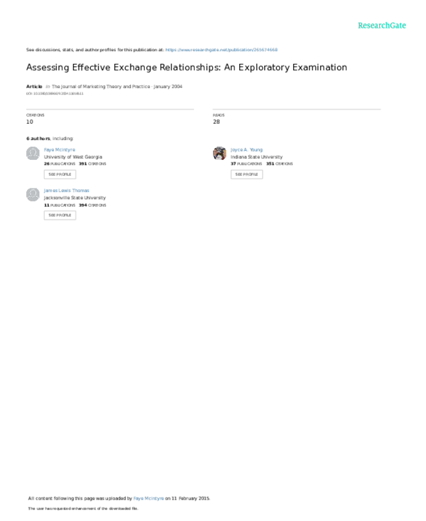 (PDF) Assessing Effective Exchange Relationships: An Exploratory Examination