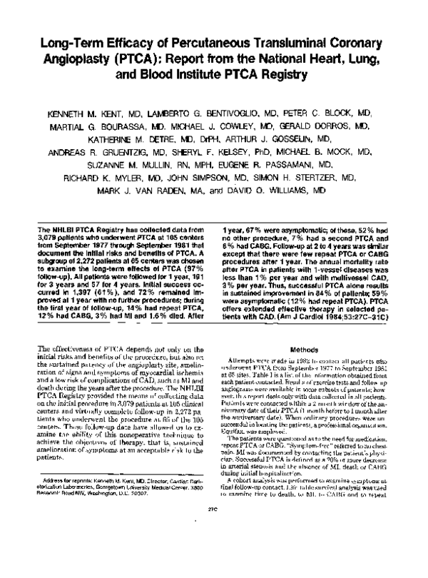(PDF) Long-term efficacy of percutaneous transluminal coronary ...