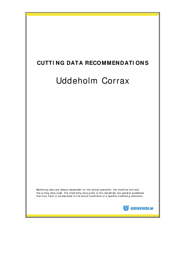 (PDF) CUTTING DATA RECOMMENDATIONS