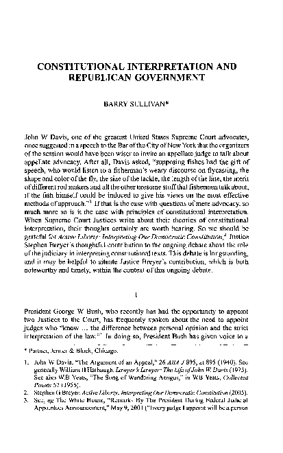 (PDF) Constitutional Interpretation and Republican Government