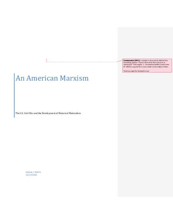 (DOC) An American Marxism The U.S. Civil War and the Development of ...