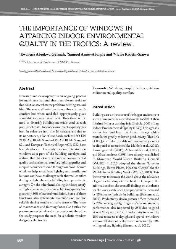 (PDF) THE IMPORTANCE OF WINDOWS IN ATTAINING INDOOR ENVIRONMENTAL ...