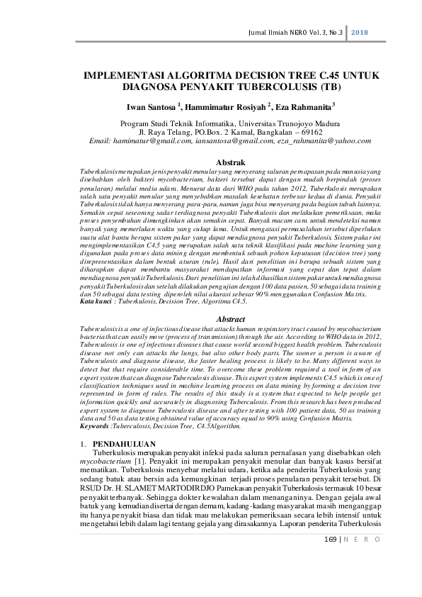 (PDF) IMPLEMENTASI ALGORITMA DECISION TREE C.45 UNTUK DIAGNOSA PENYAKIT ...