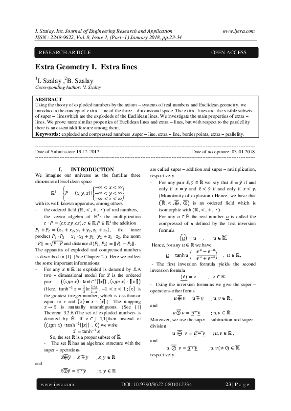 (PDF) Extra Geometry I. Extra lines