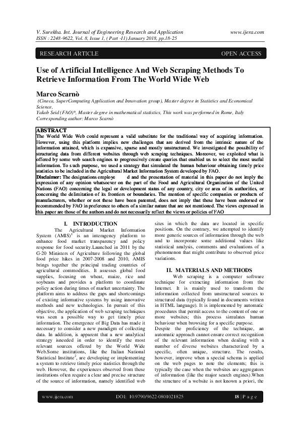 (PDF) Use of Artificial Intelligence And Web Scraping Methods To Retrieve Information From The ...
