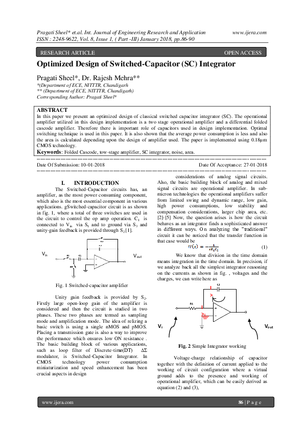 (PDF) Optimized Design of Switched-Capacitor (SC) Integrator