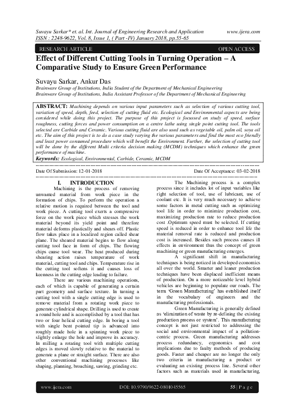 Pdf Effect Of Different Cutting Tools In Turning Operation A