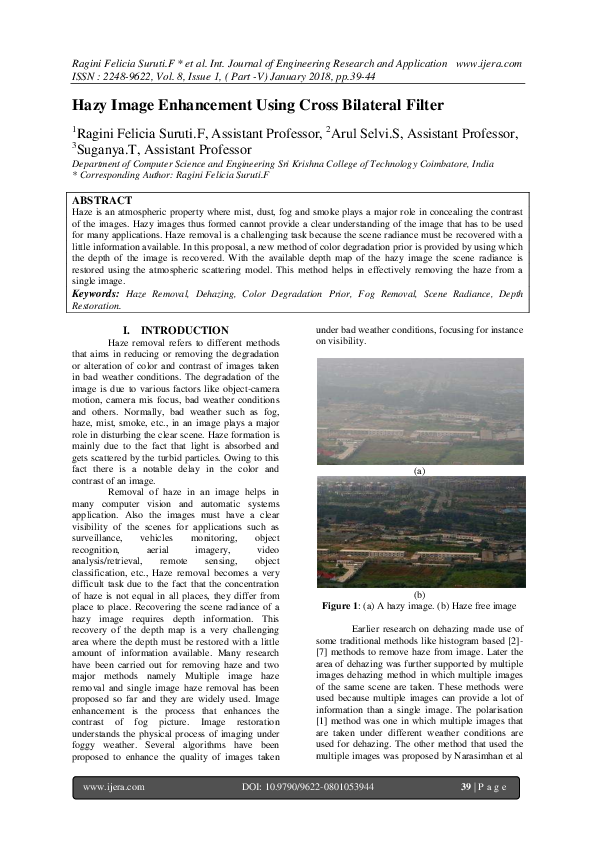 (PDF) Hazy Image Enhancement Using Cross Bilateral Filter