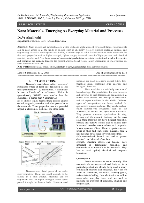 (PDF) Nano Materials-Emerging As Everyday Material and Processes