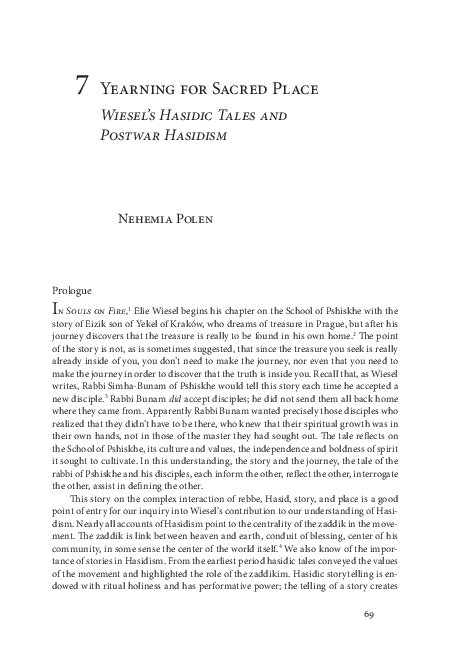 (PDF) Nehemia Polen, “Yearning for Sacred Place: Wiesel’s Hasidic Tales ...