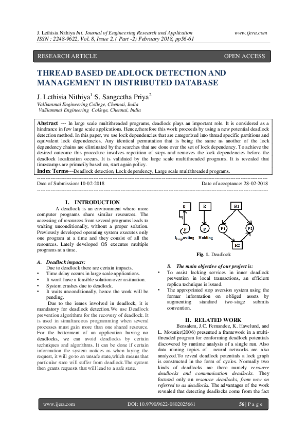 (PDF) THREAD BASED DEADLOCK DETECTION AND MANAGEMENT IN DISTRIBUTED DATABASE