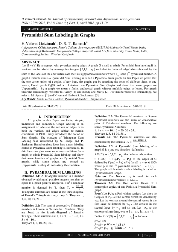 (PDF) Pyramidal Sum Labeling In Graphs