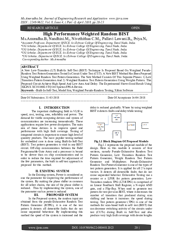 (PDF) High Performance Weighted Random BIST