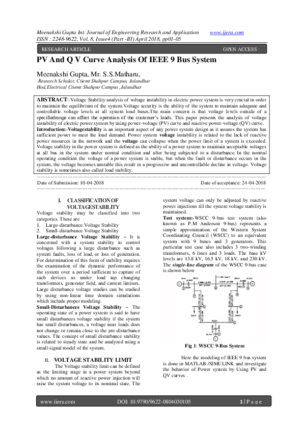 (PDF) PV And Q V Curve Analysis Of IEEE 9 Bus System