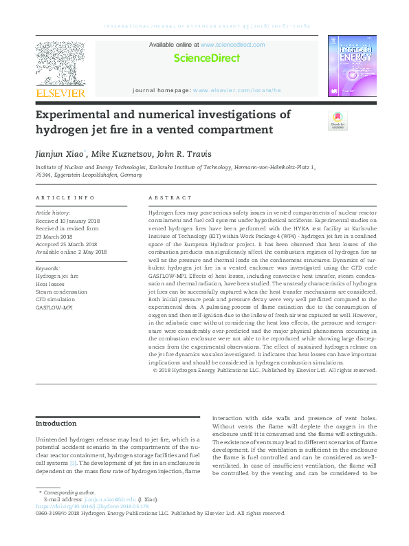 (PDF) Experimental and numerical investigations of hydrogen jet fire in ...
