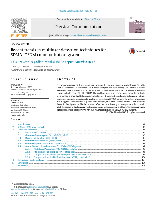 Pdf Multiuser Detection Techniques For Sdma Ofdm