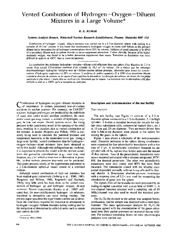 (PDF) Vented combustion of hydrogen-oxygen-diluent mixtures in a large ...