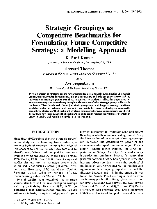 (PDF) Strategic groupings as competitive benchmarks for formulating ...