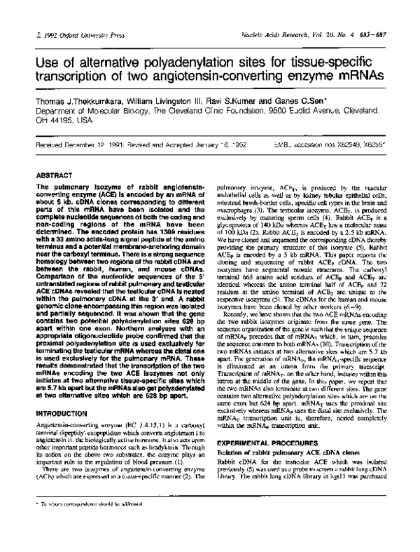 (PDF) Use of alternative polyadenylation sites for tissue-specific ...