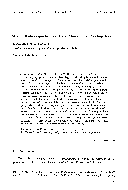 (PDF) Strong hydromagnetic cylindrical shock in a rotating gas | Ankam ...