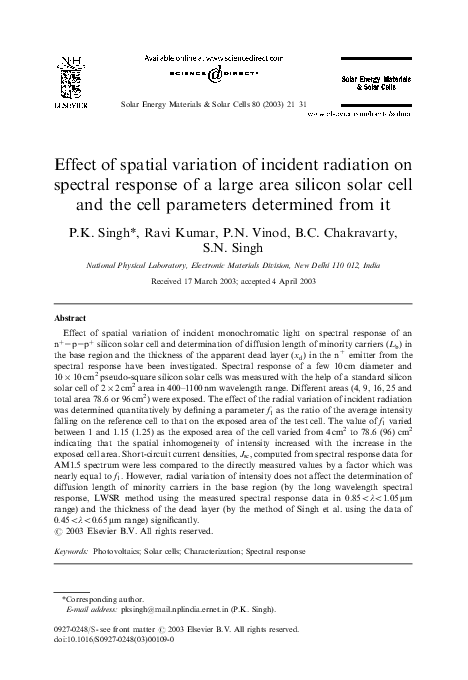 (PDF) Effect of spatial variation of incident radiation on spectral ...