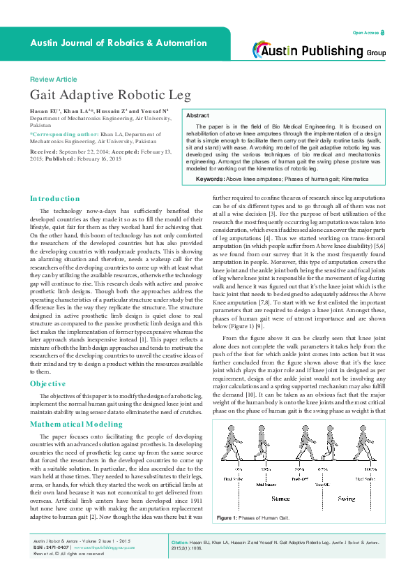 (PDF) Gait Adaptive Robotic Leg