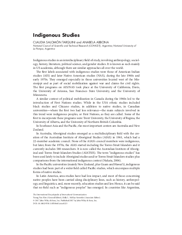 (PDF) Indigenous Studies