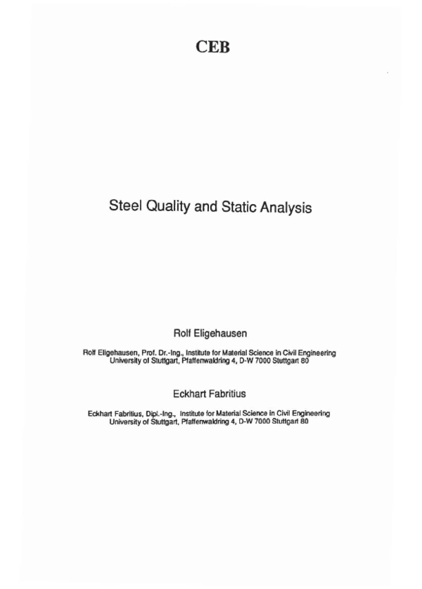 (PDF) CEB Steel Quality and Static Analysis