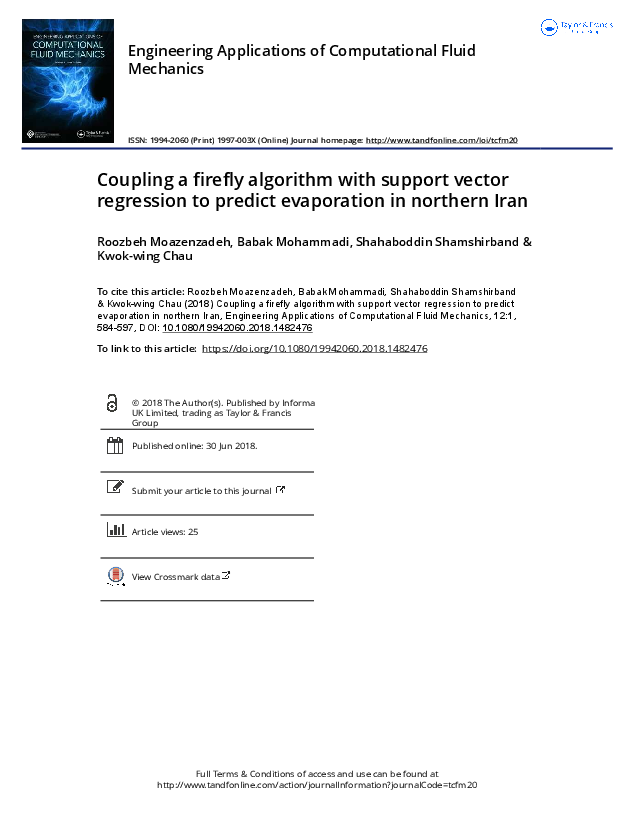 (PDF) Coupling a firefly algorithm with support vector regression to predict evaporation in ...