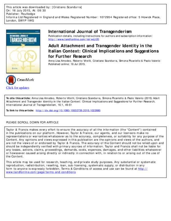 (PDF) International Journal of Transgenderism Adult Attachment and ...